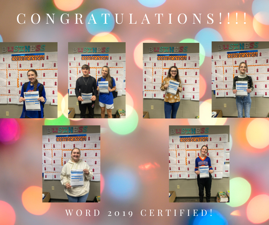 Congratulations on being certified in WORD 2019! | Two Rivers School ...
